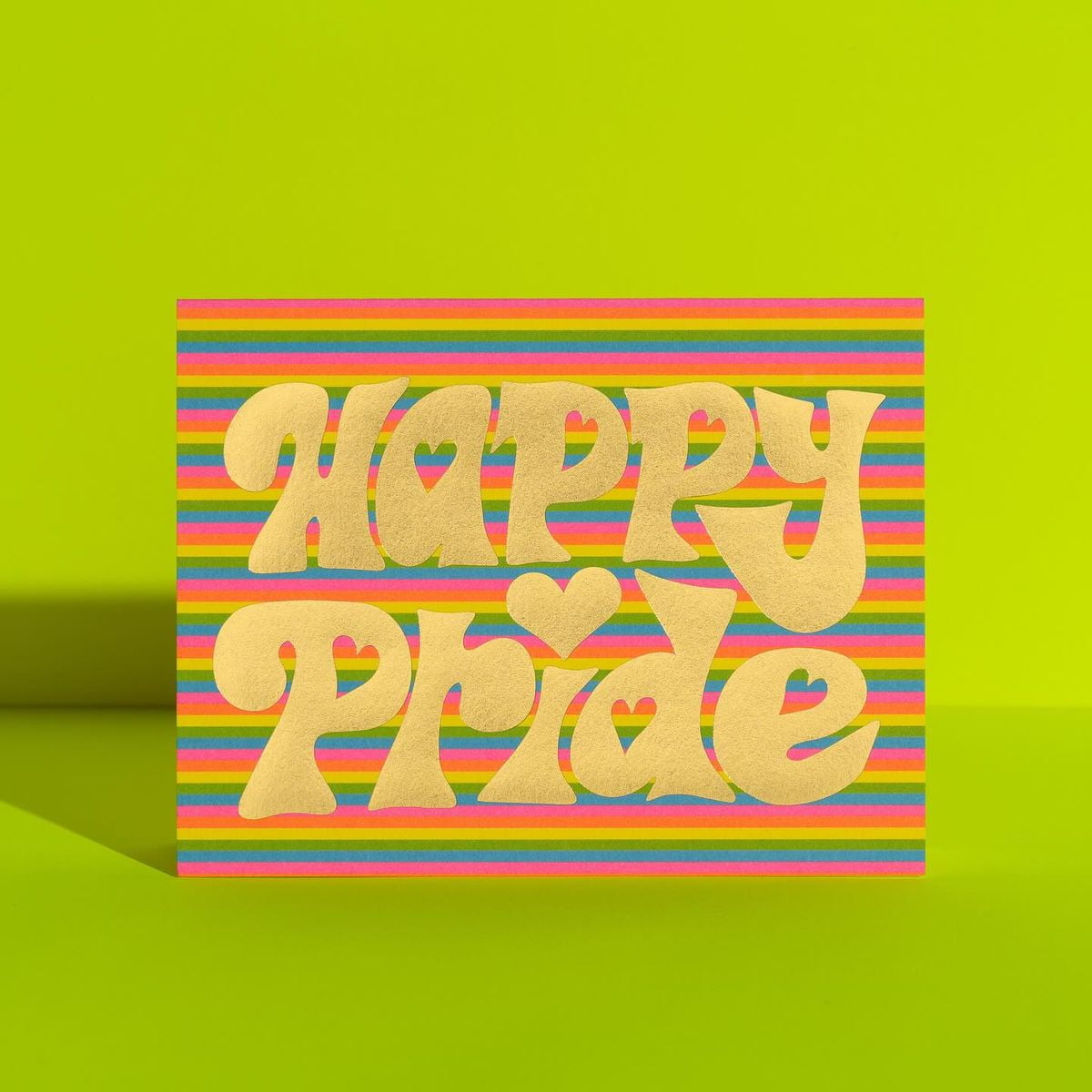 Happy Pride Greeting Card – Colorful Rainbow Stripes with Gold Foil ...