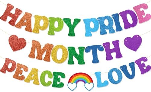 Happy Pride Month Banner, No DIY, Glitter LGBT Pride Decorations for ...