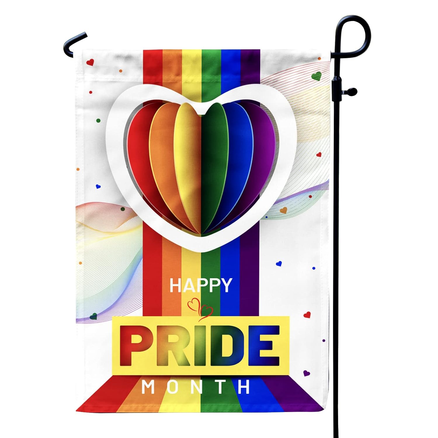 Happy Pride Month Rainbow LGBTQ Heart Garden Flag Double Sided Printing ...