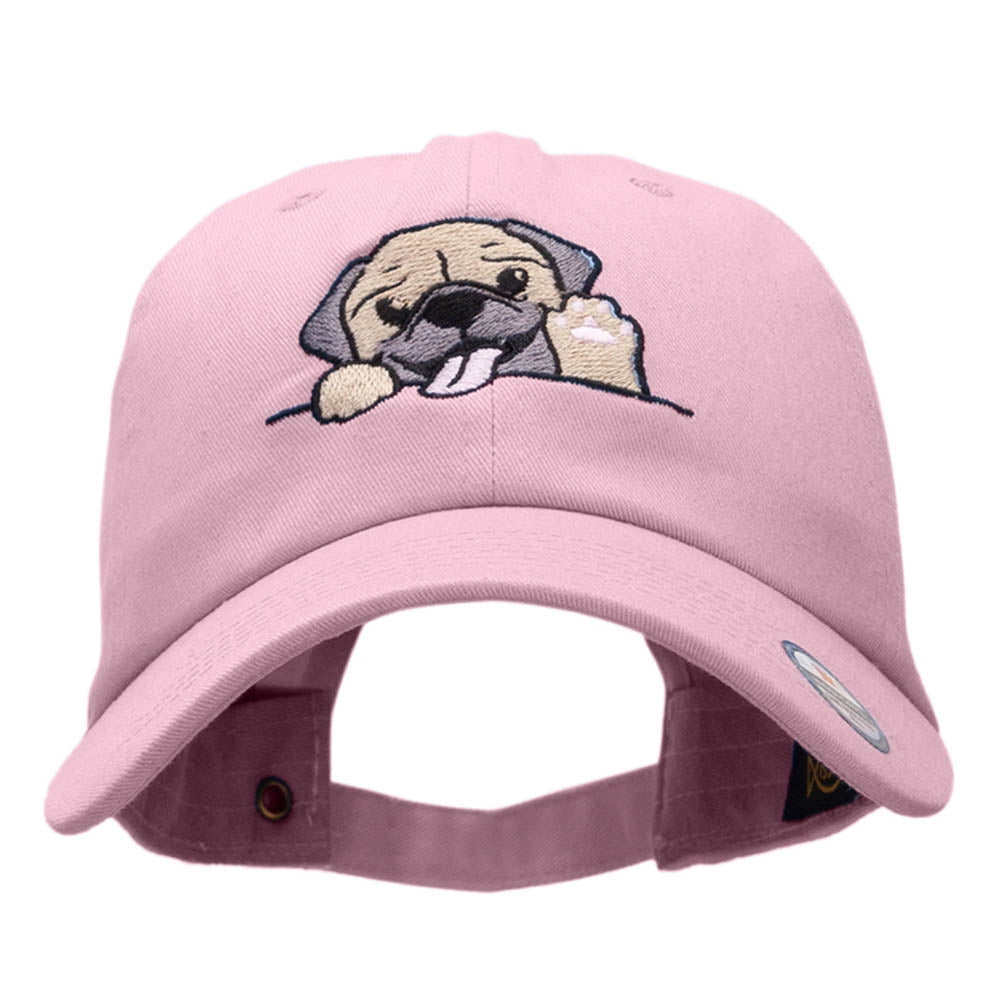 Happy Pug Head Embroidered Cotton Twill Cap - Lt Pink OSFM - Walmart.com