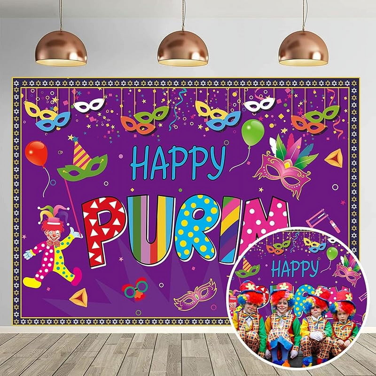 Happy Purim Banner Backdrop Jewish Purim Decorations Background for ...