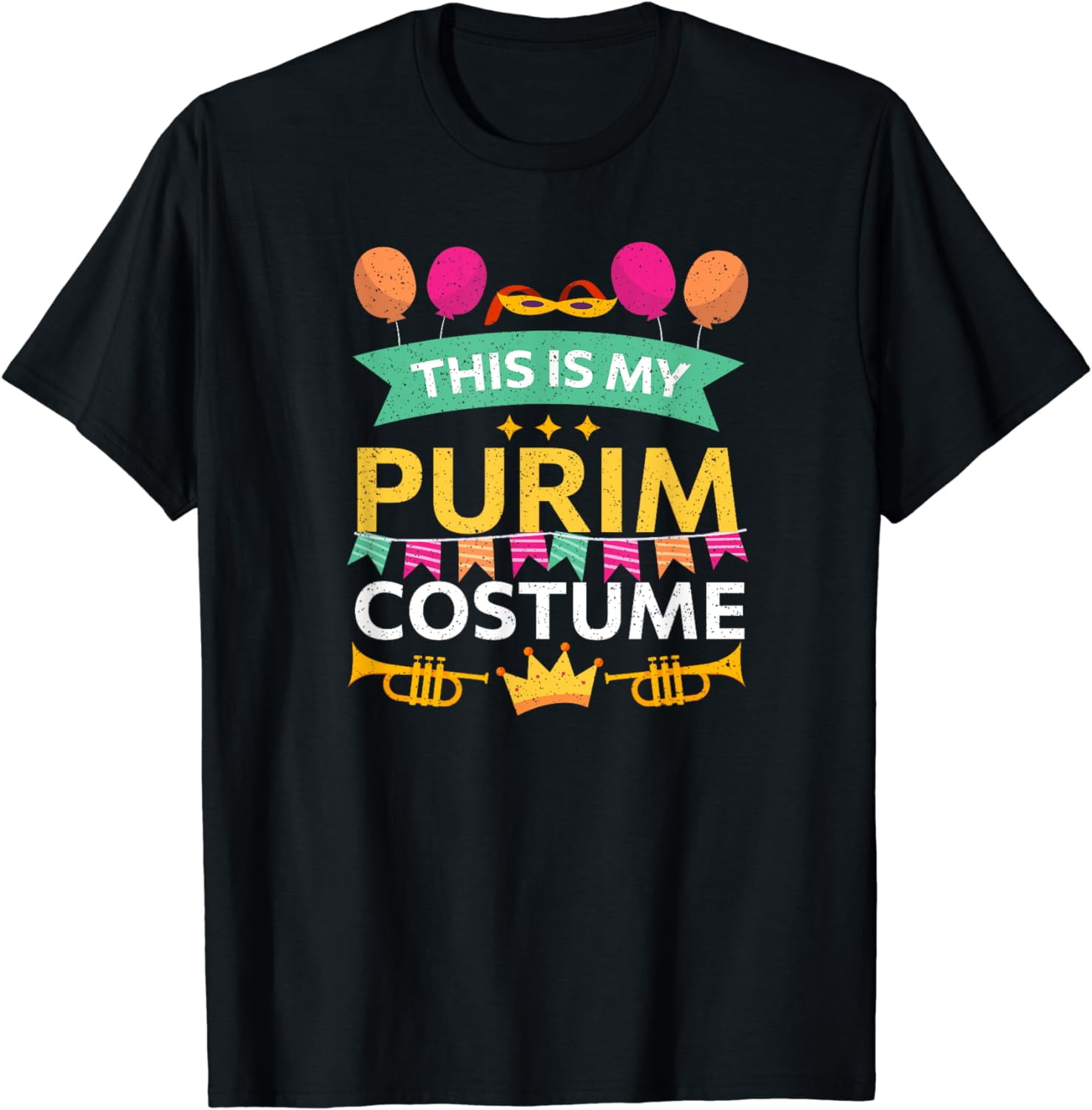 Happy Purim Costume Idea Cute Mask Hebrew Holiday T-Shirt - Walmart.com