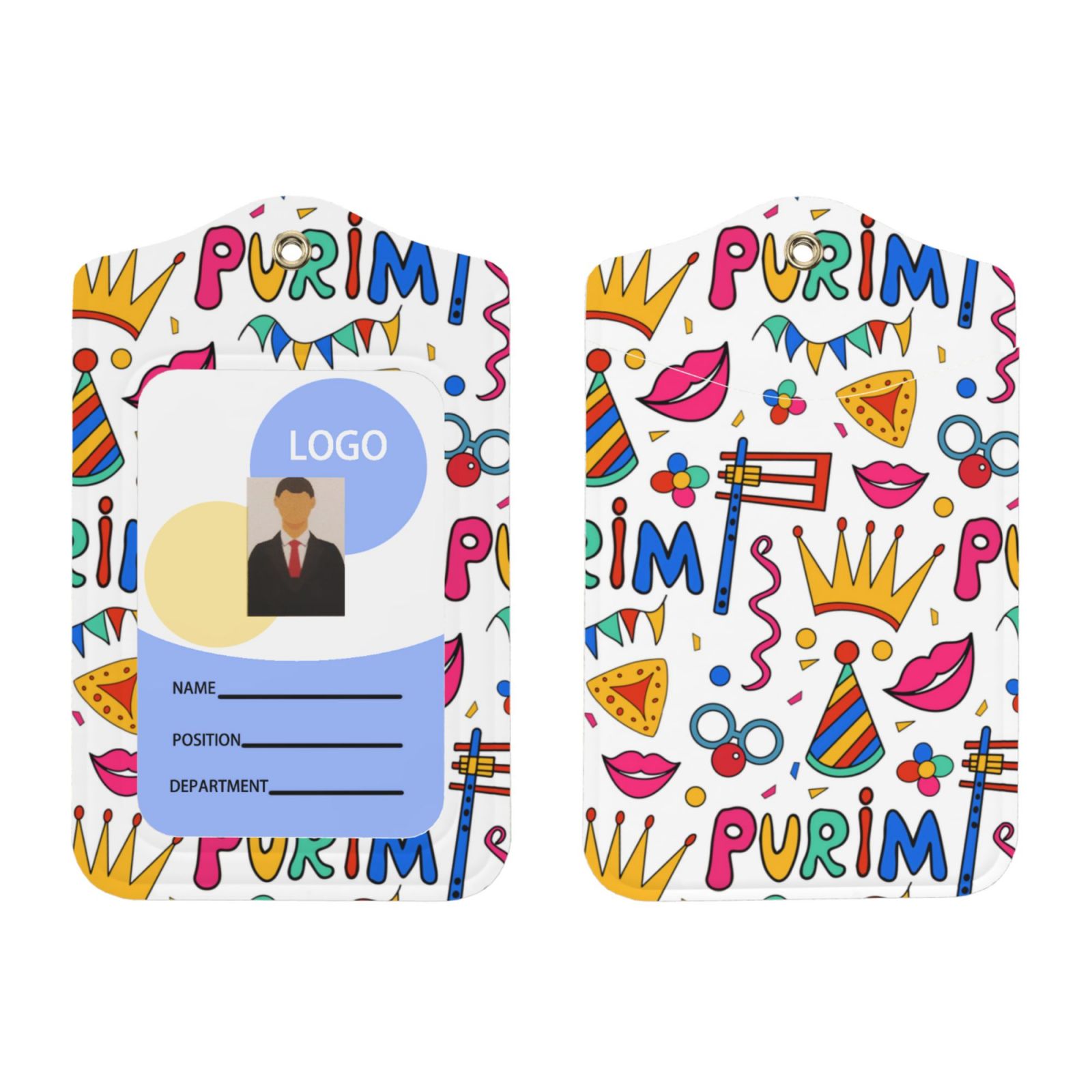 Happy Purim Day Jewish Carnival Id Card Badge Leather Holder Case ...