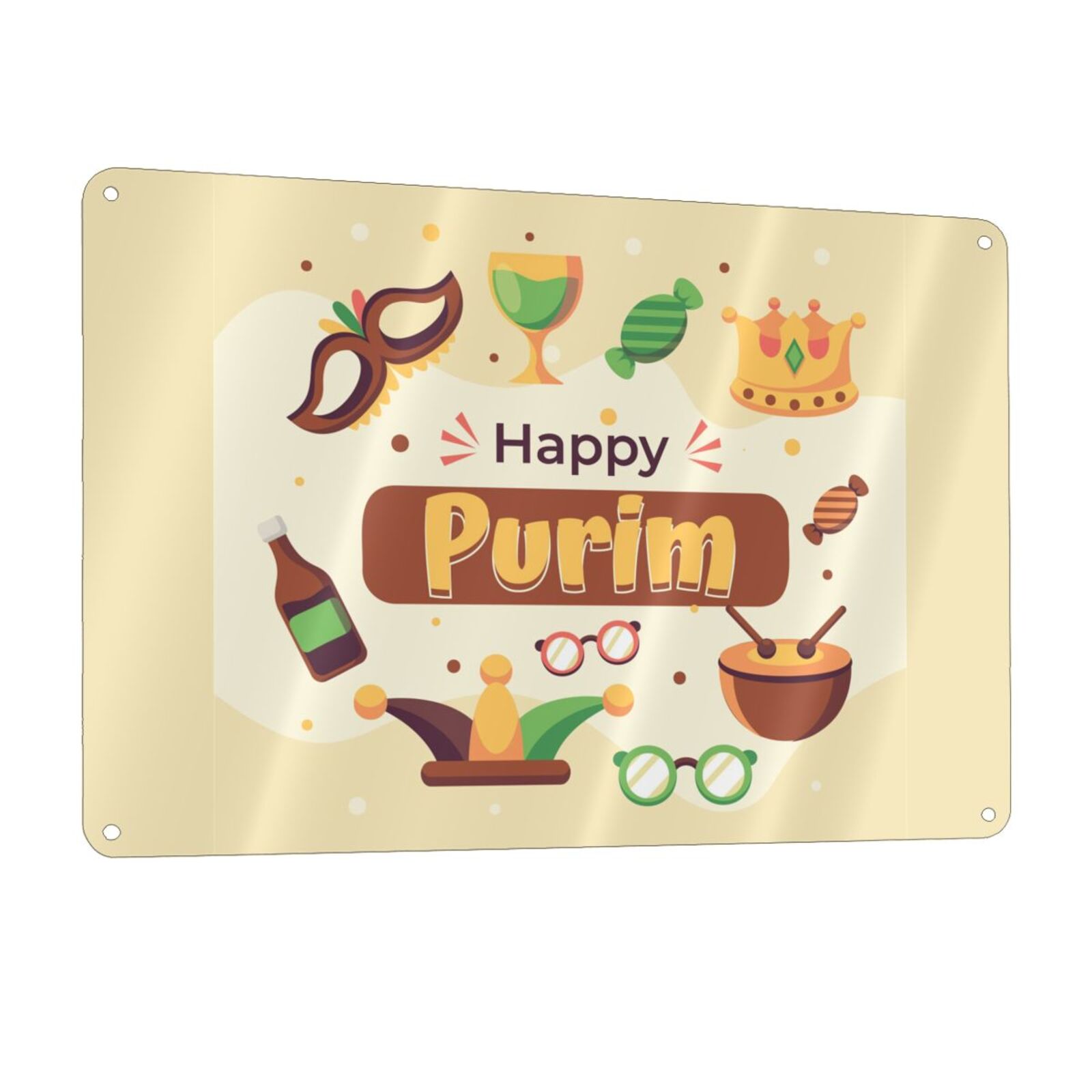 Happy Purim Day Jewish Holiday Carnival Sign 12x8in Indoor Outdoor ...