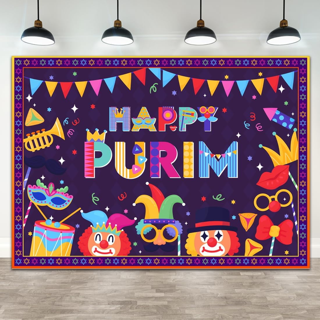 Happy Purim Photo Booth Backdrop Banner Decorations Jewish Carnival ...