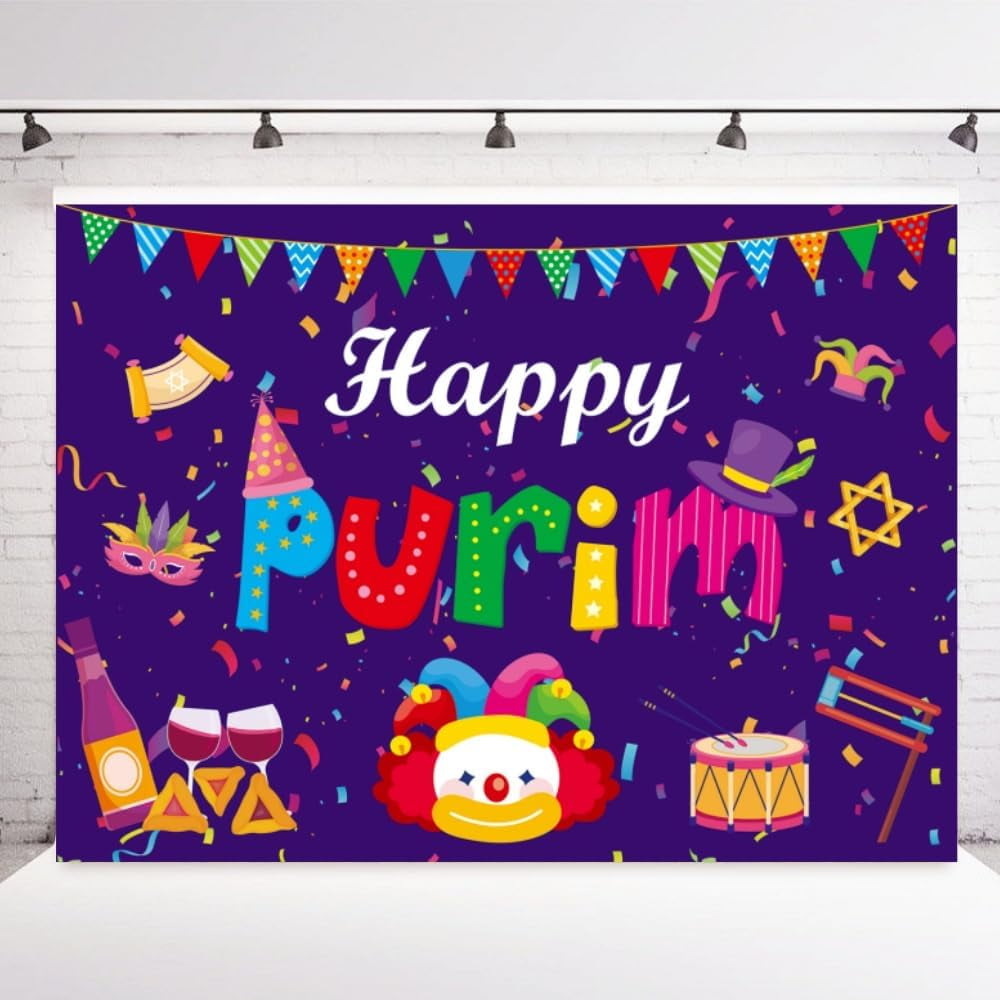 Happy Purim Photography Background Jewish Carnival Decorations Banner ...