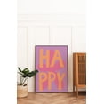 Happy Quote Poster Minimal Purple Typography Art Poster, Stretched Size ...