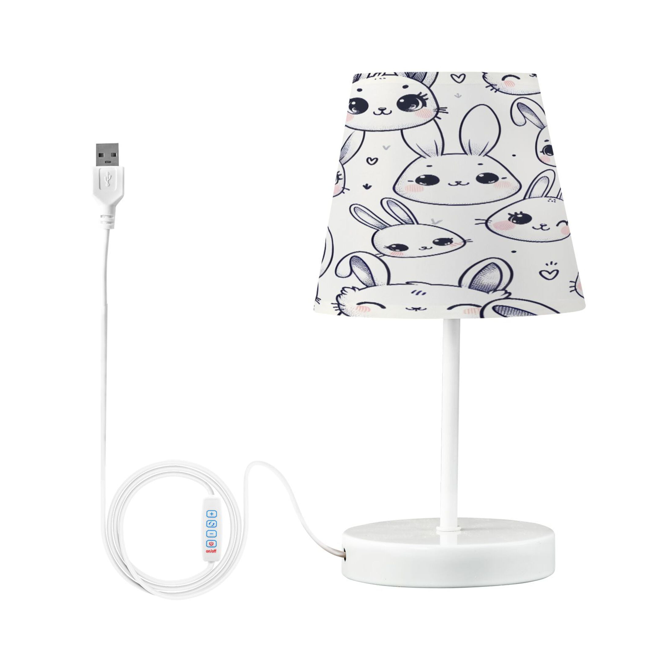 Happy Rabbit Face Desk Lamp LED Table Nightstand Lamps with 3 Color ...