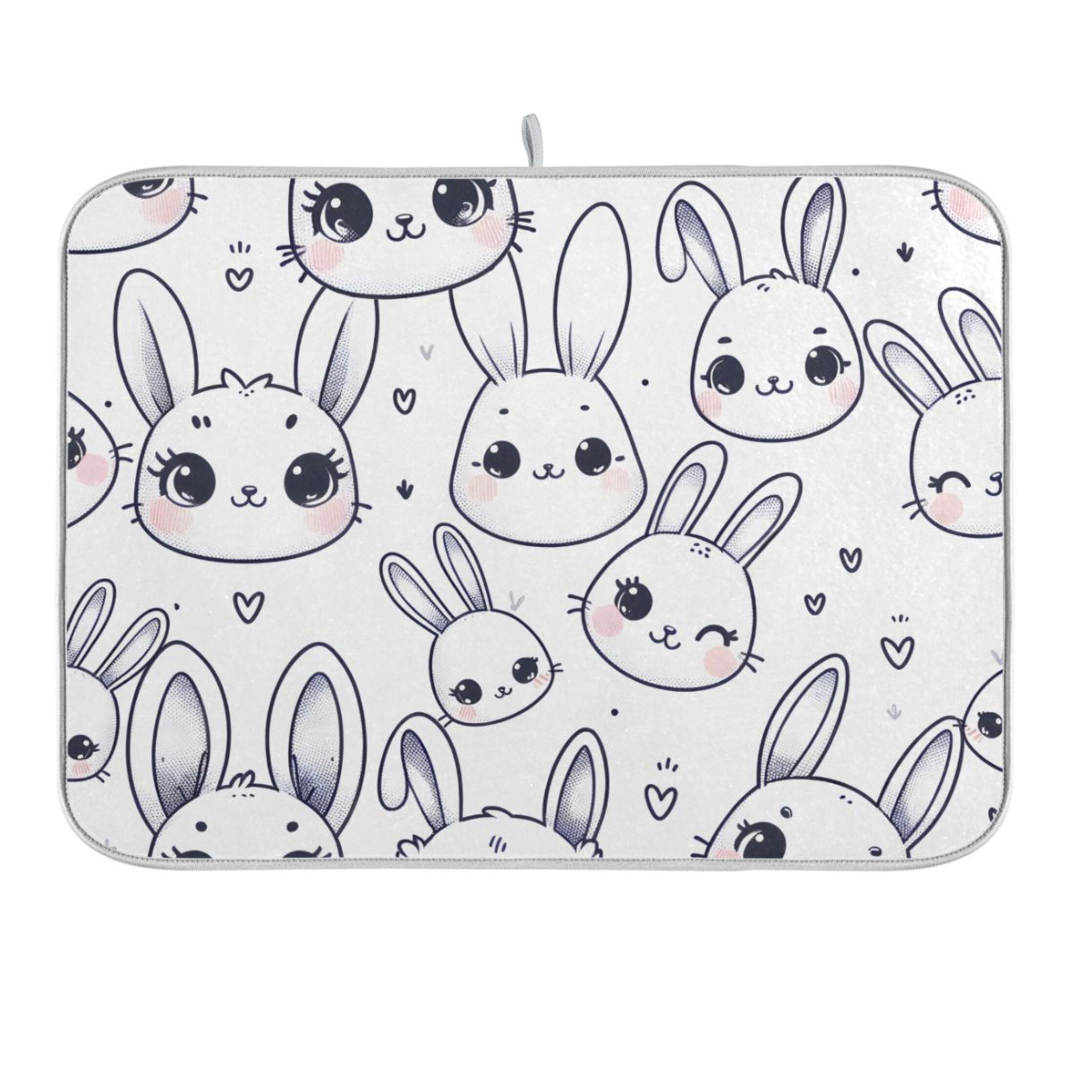 Happy Rabbit Face Dish Drying Mat for Kitchen Counter 16x18 In ...