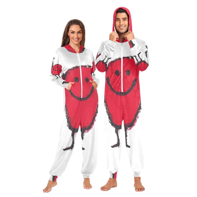 Happy Red Characters Adult onesie Pajamas, Crystal Velvet Ultra Soft ...