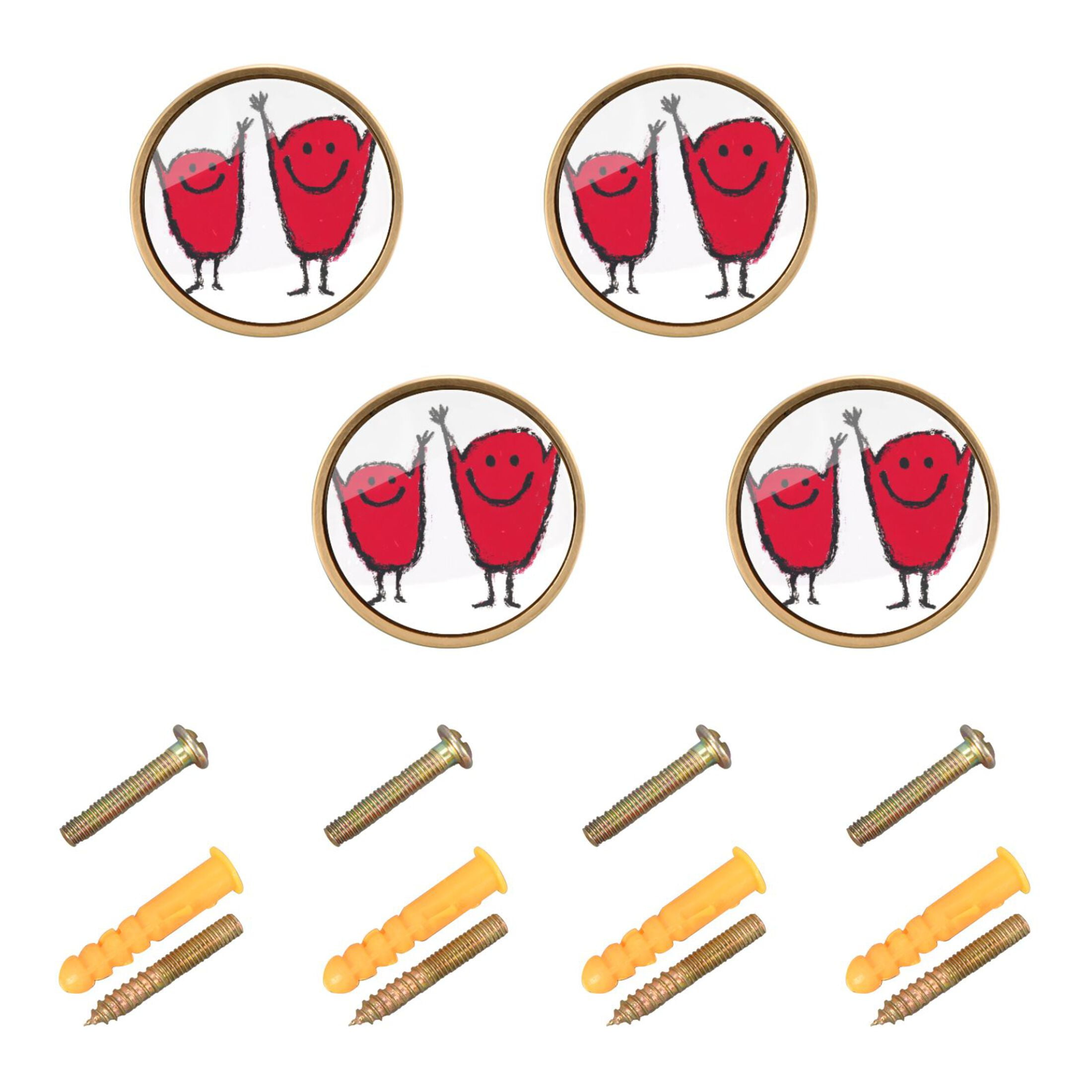 Happy Red Characters Cabinet Furniture Knobs Drawer Metal Pulls 1.26in ...
