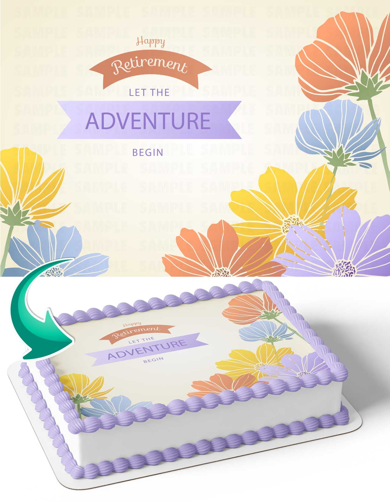Happy Retirement Adventure Begin Edible Image Cake Topper Personalized ...