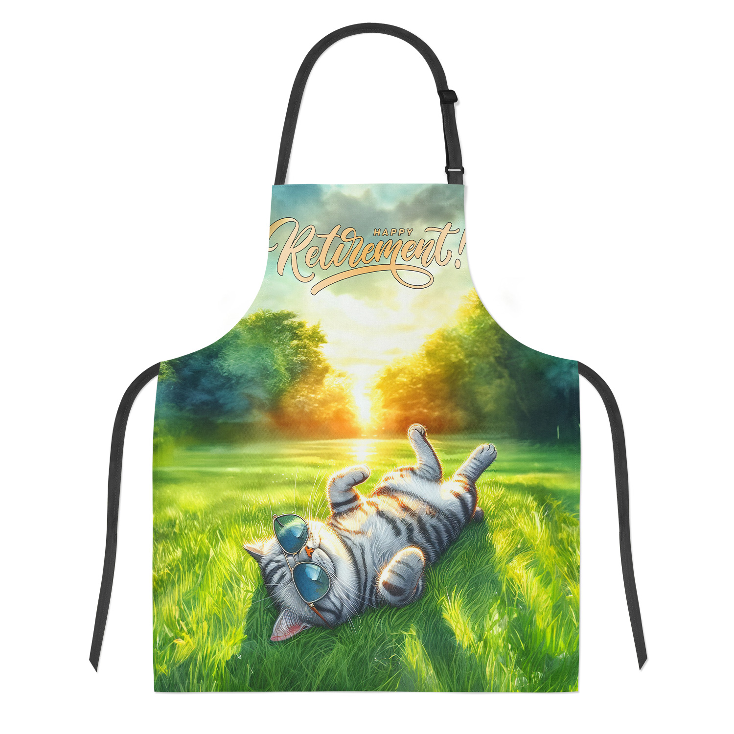 Happy Retirement with American Shorthair Enjoy Life Rest Time Apron Cat ...