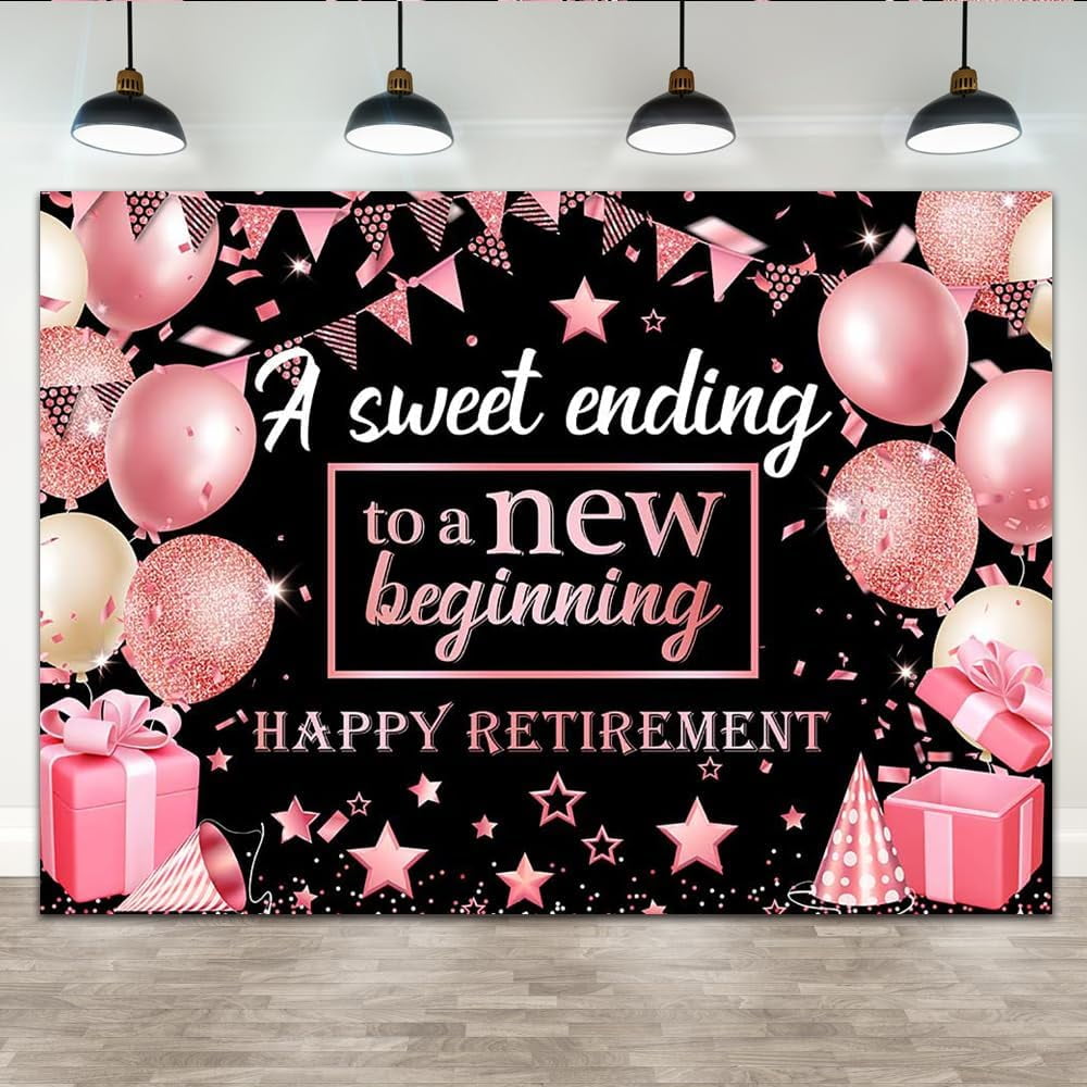 Happy Retirement Backdrop for Adults Woman Staff A Sweet Ending to A ...