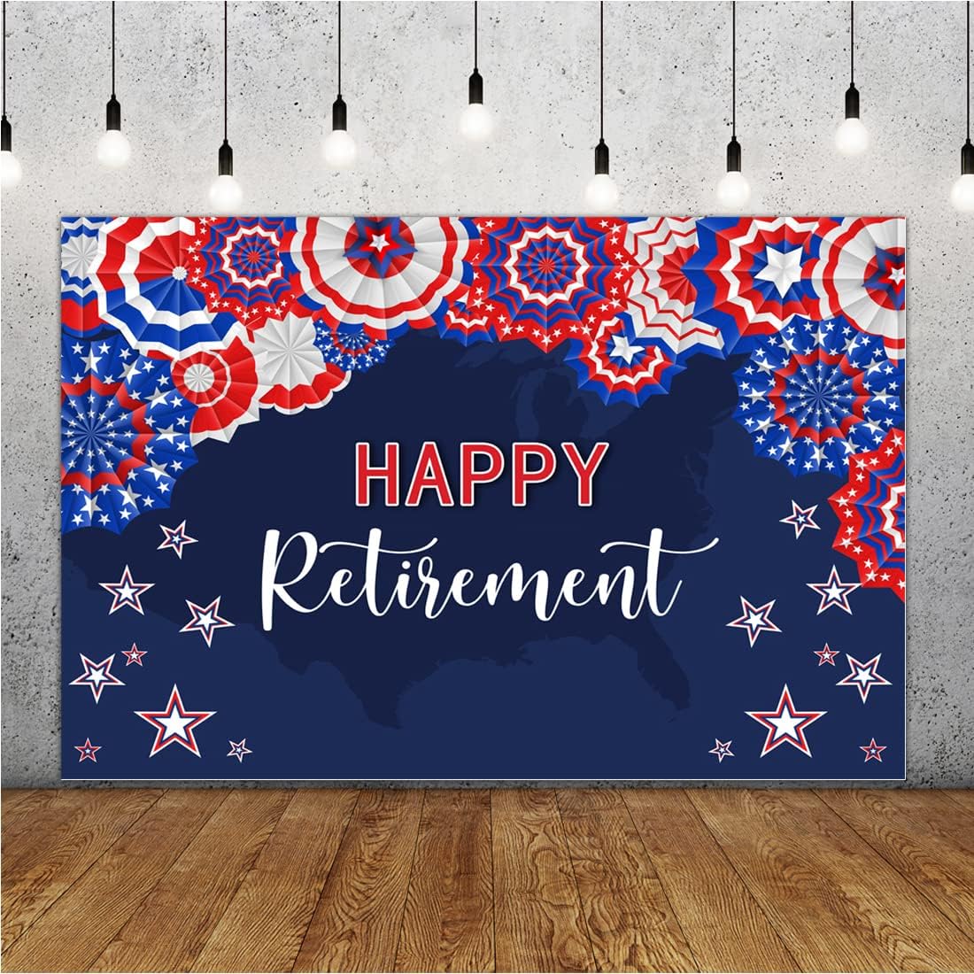 Happy Retirement Backdrop America Flag Star Red White Blue Veterans Day ...