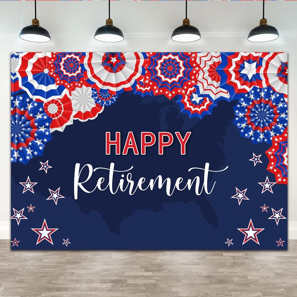Happy Retirement Backdrop America Flag Star Red White Blue Veterans Day ...