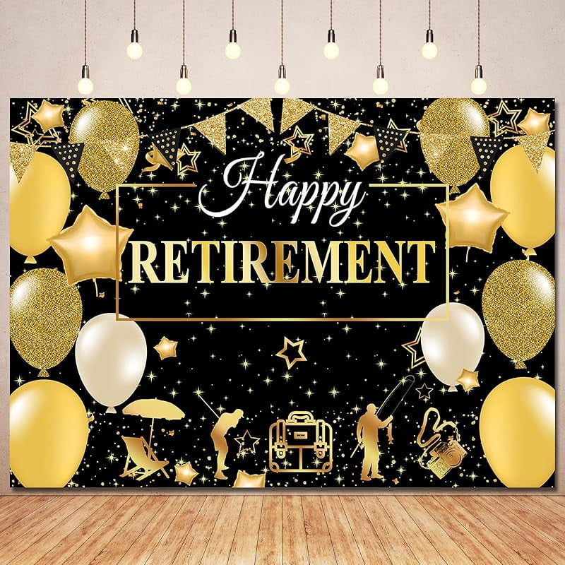 Happy Retirement Backdrop Banner Mens Retirement Party Decorations ...