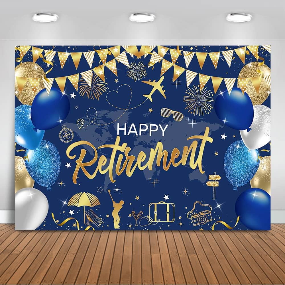 Happy Retirement Backdrop Gold Happy Retirement Background Glitter ...