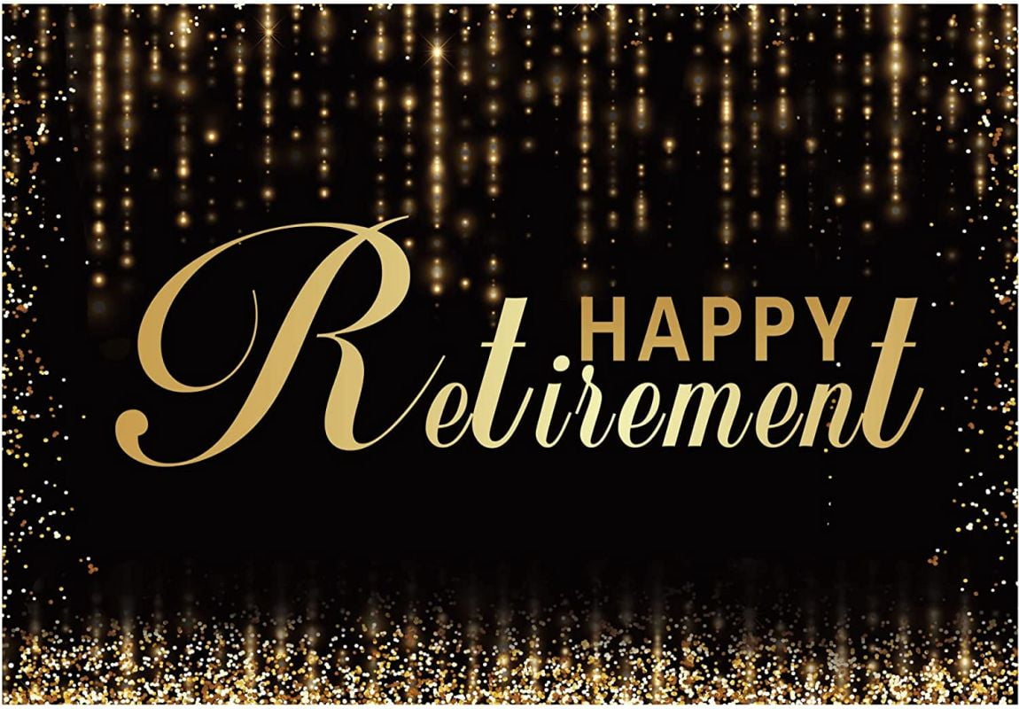 Happy Retirement Backdrop Golden Glitter Congrats Photography ...