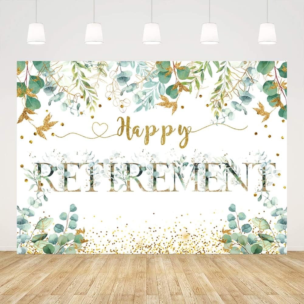 Happy Retirement Backdrop Green Leaves Spring Theme Retirement Party ...