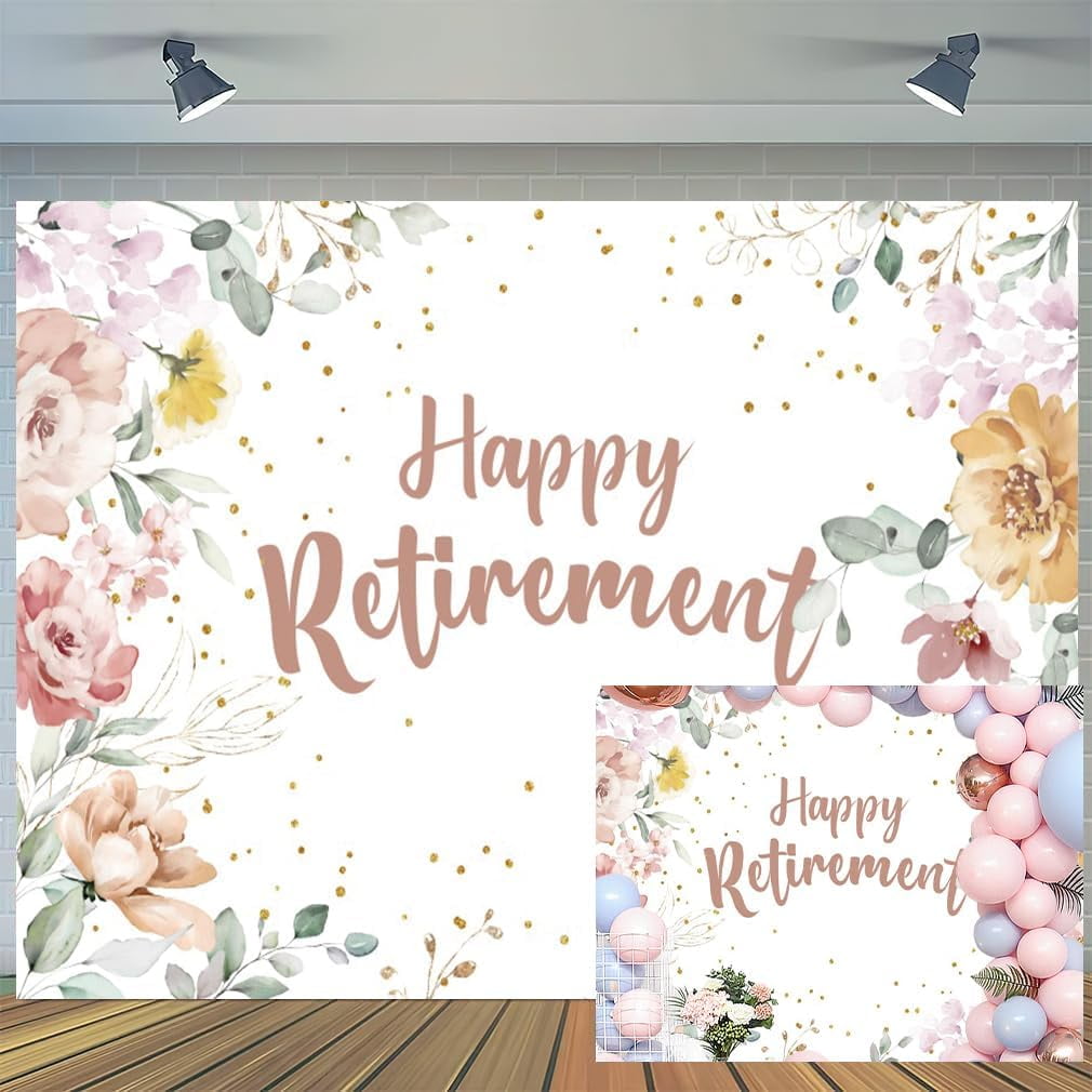 Happy Retirement Backdrop Pink Flower Women Retirement Photography ...