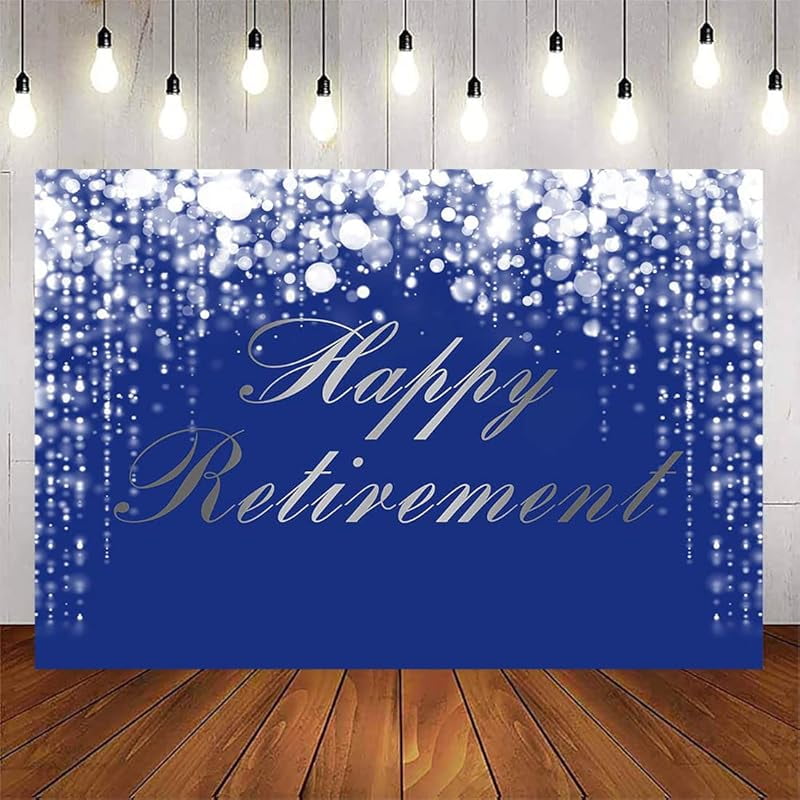 Happy Retirement Backdrop Retirement Party Decorations Black Silver ...