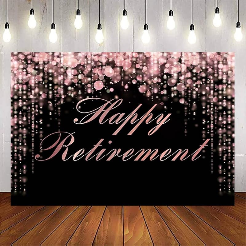 Happy Retirement Backdrop Retirement Party Decorations Black Silver ...