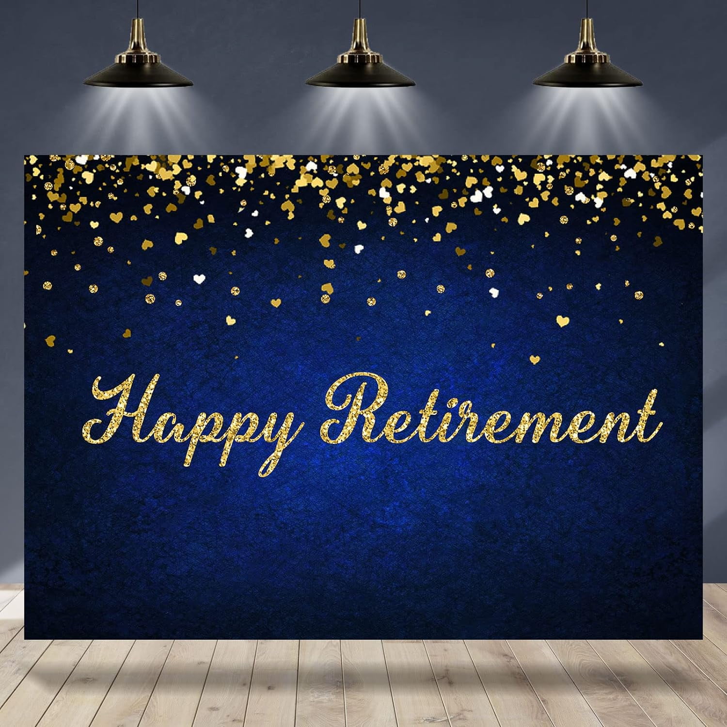Happy Retirement Backdrop Royal Blue Backdrops for Photography Golden ...