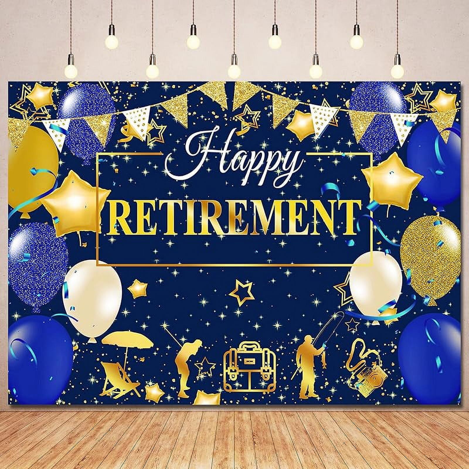 Happy Retirement Backdrop Royal Blue Retirement Party Decorations,Blue ...