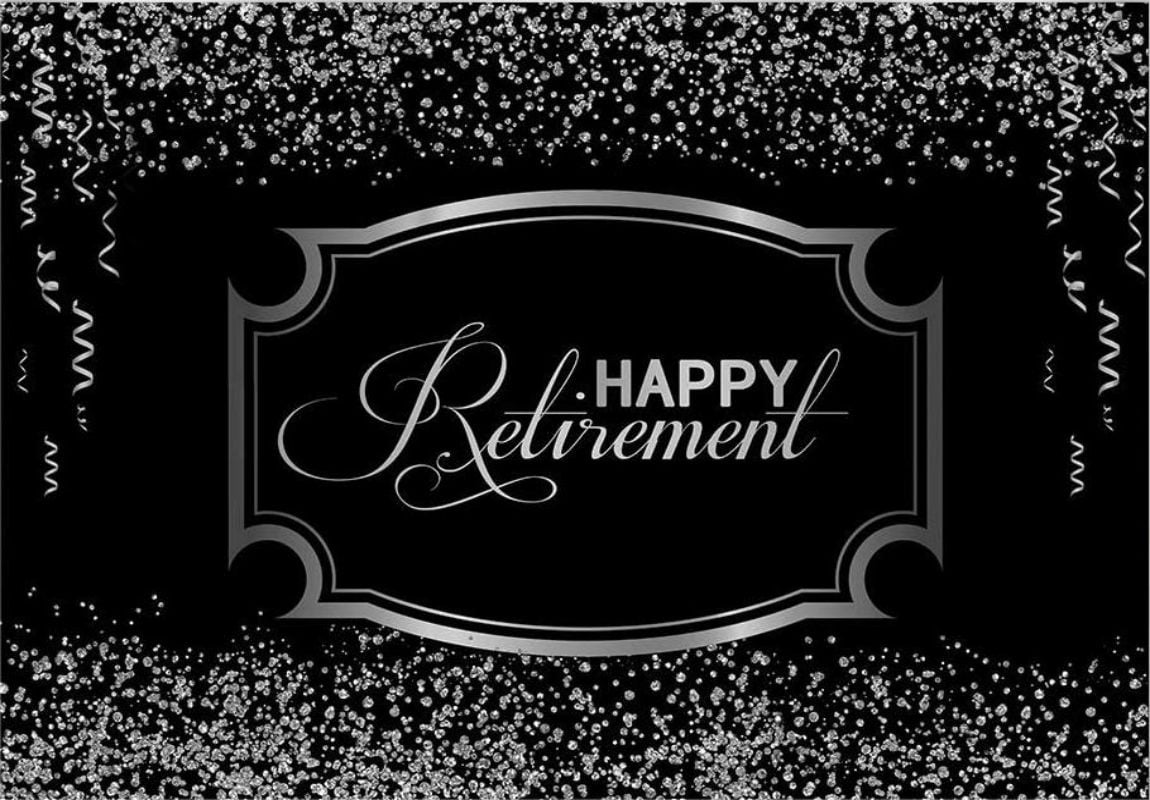 Happy Retirement Backdrop Silver Glitter Lights Congrats Retire ...