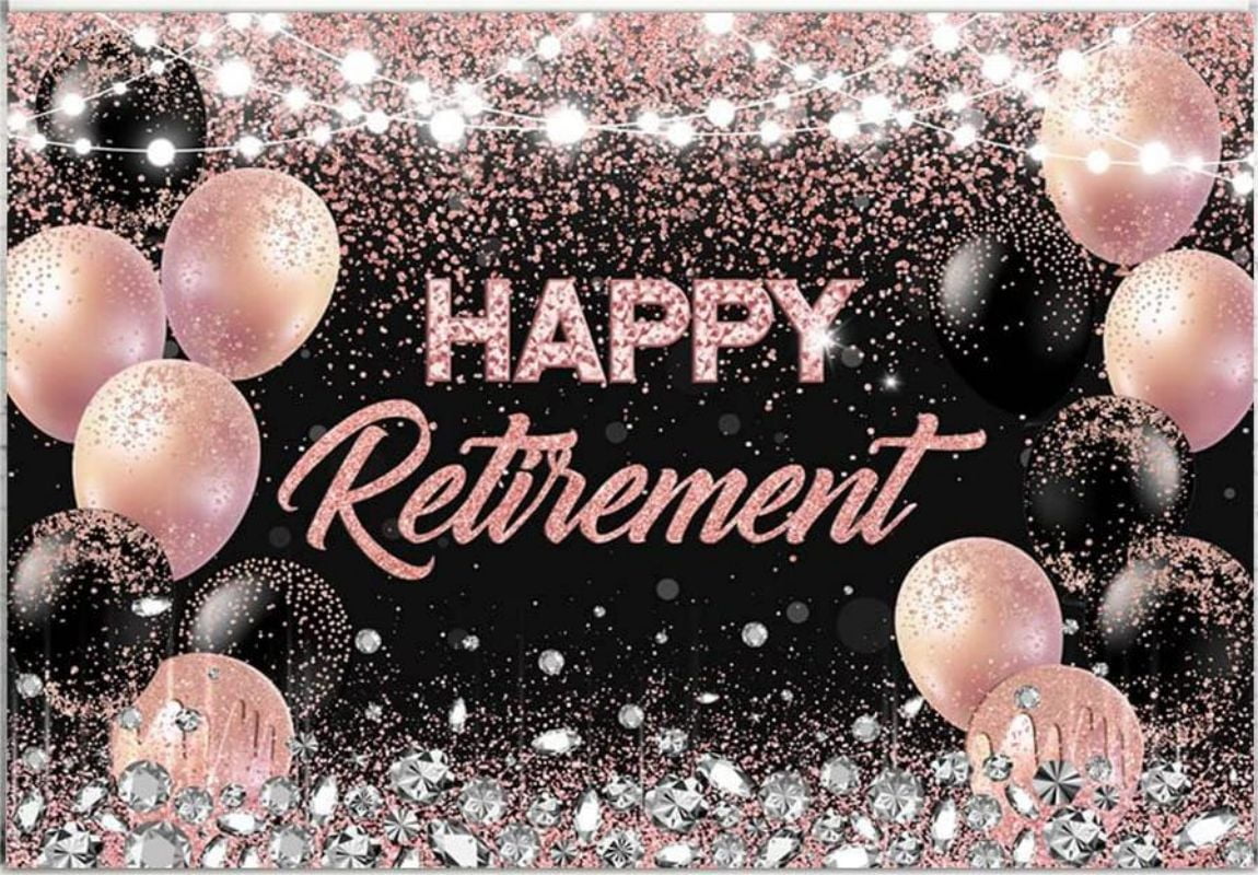 Happy Retirement Backdrop Silver Glitter Lights Congrats Retire ...