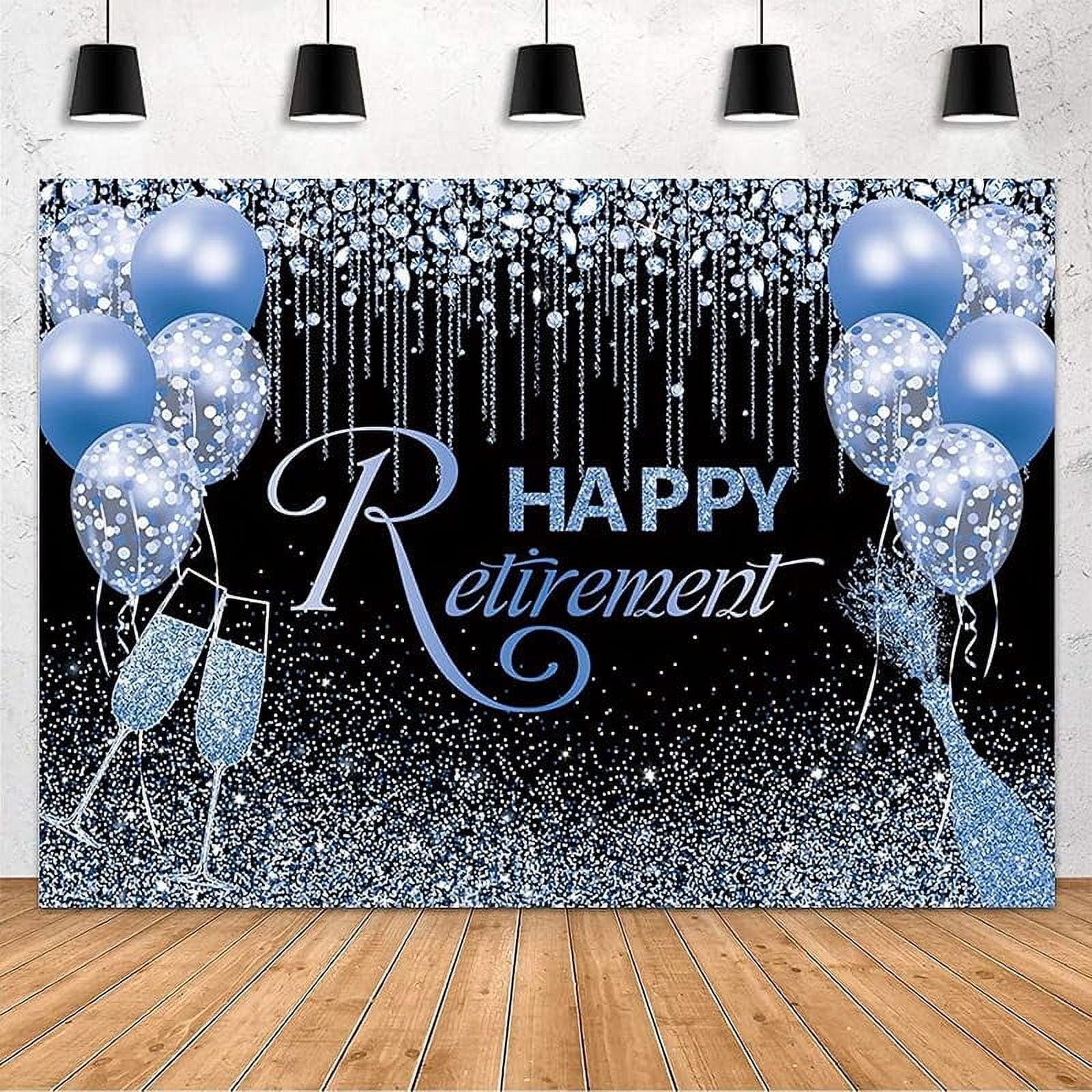 Happy Retirement Backdrop White and Gold Diamond Balloon Photography ...