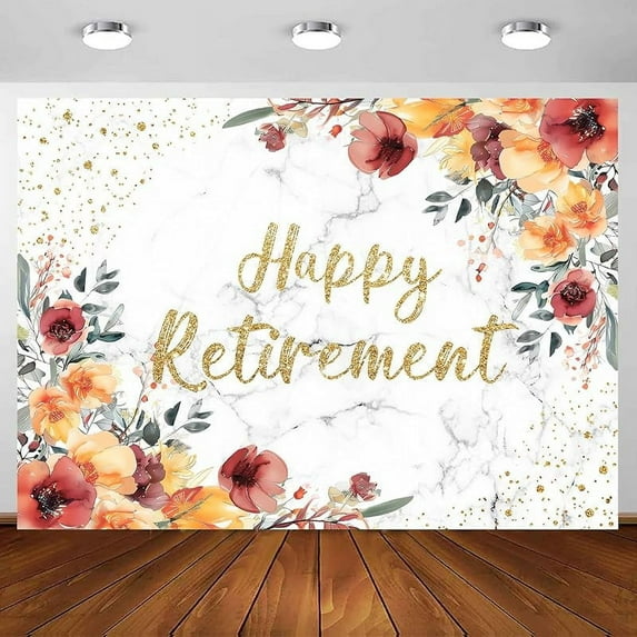 Happy Retirement Backdrop for Woman, Golden Glitter Retirement Party ...