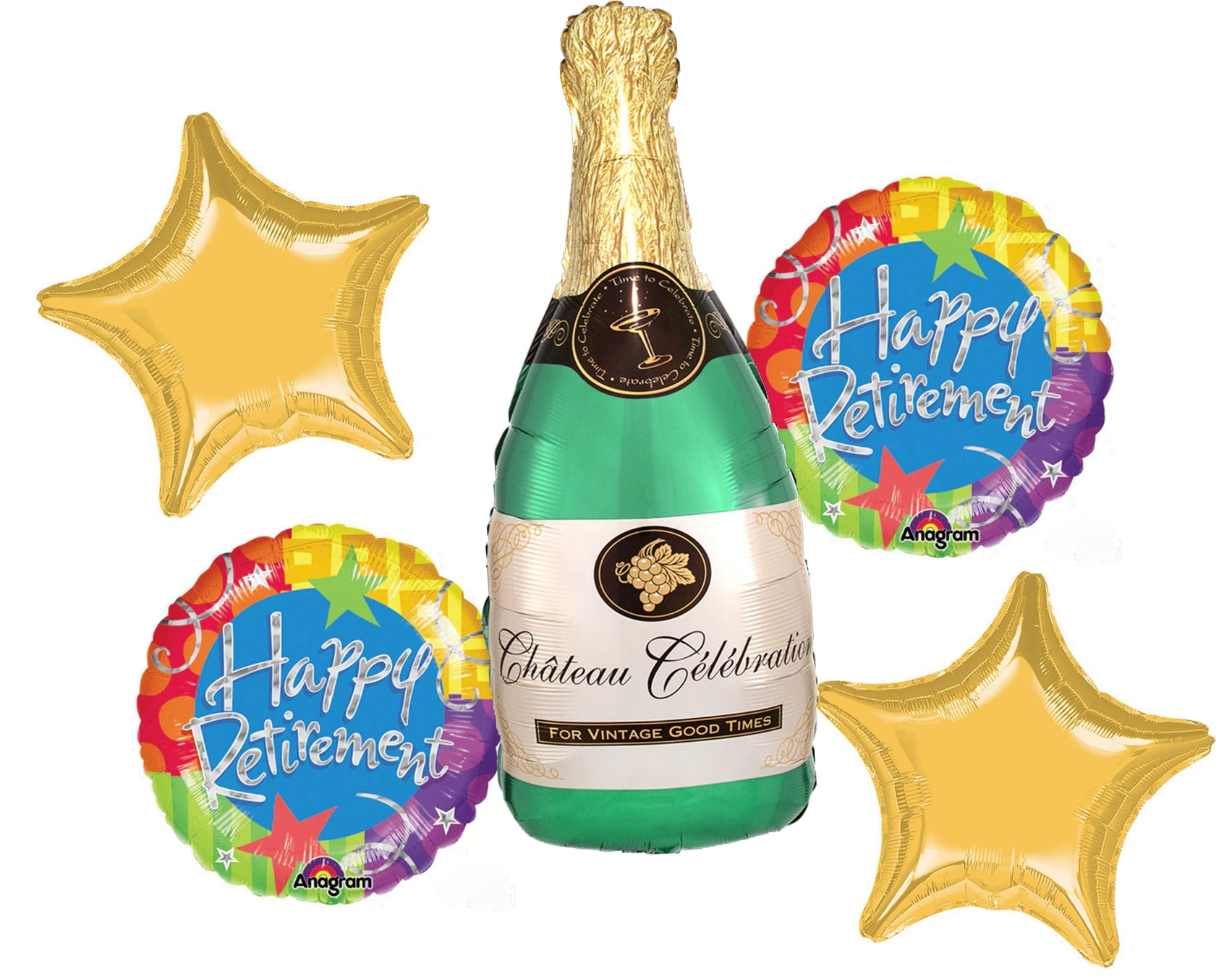 Anagram Happy Retirement Celebration Mylar Balloon Bouquet - Pack of 5 ...
