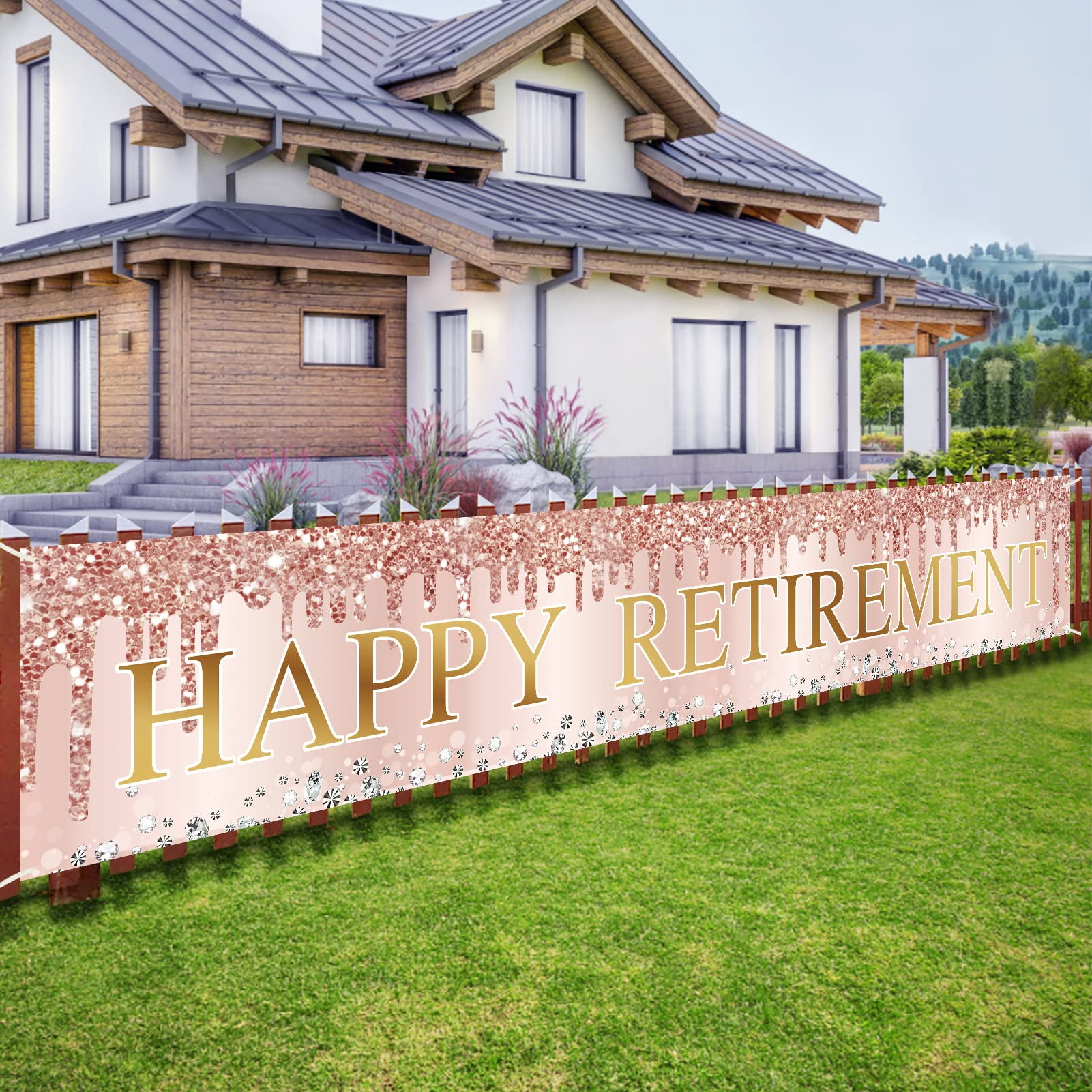 Happy Retirement Banner Black White Retirement Theme Yard Lawn Sign ...