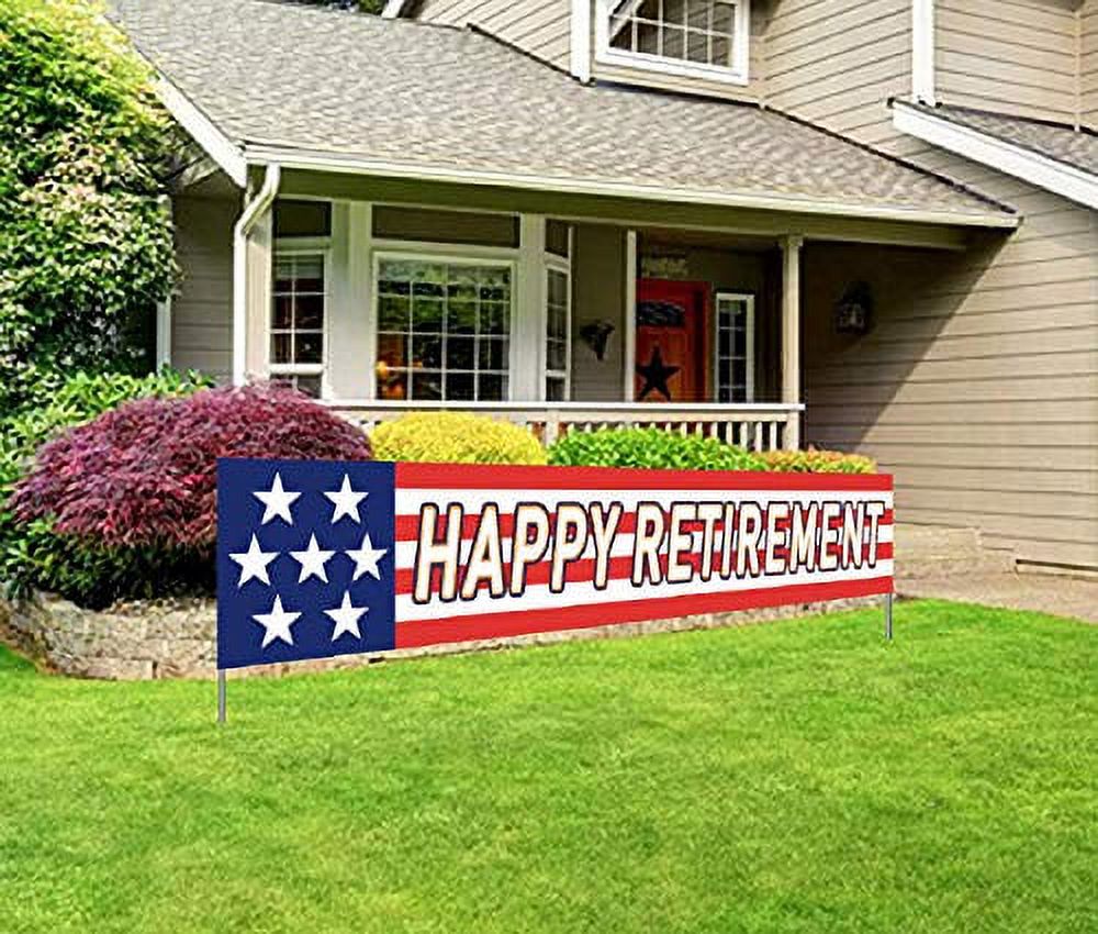 Happy Retirement Banner Black White Retirement Theme Yard Lawn Sign ...
