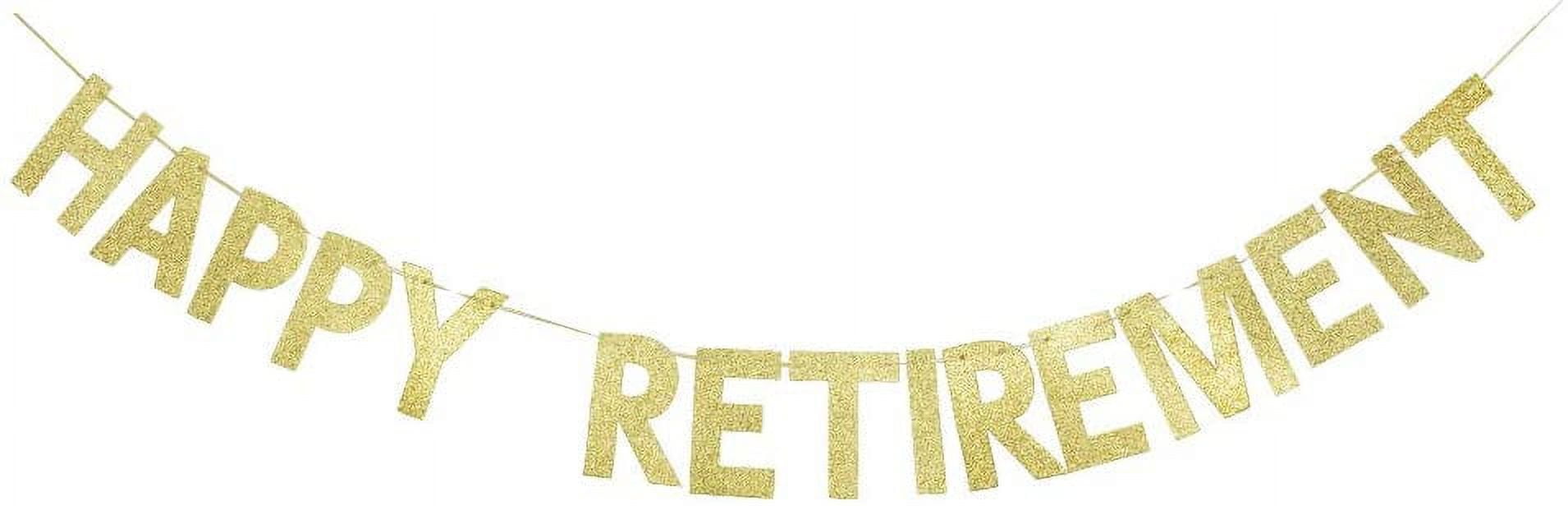 Happy Retirement Banner, Gold Gliter Paper Sign Garland for Retirement ...