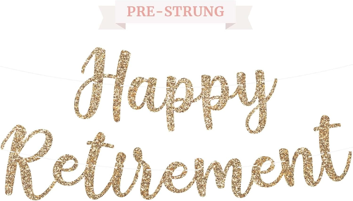 Happy Retirement Banner - - Gold Glitter Happy Retirement Banner in ...