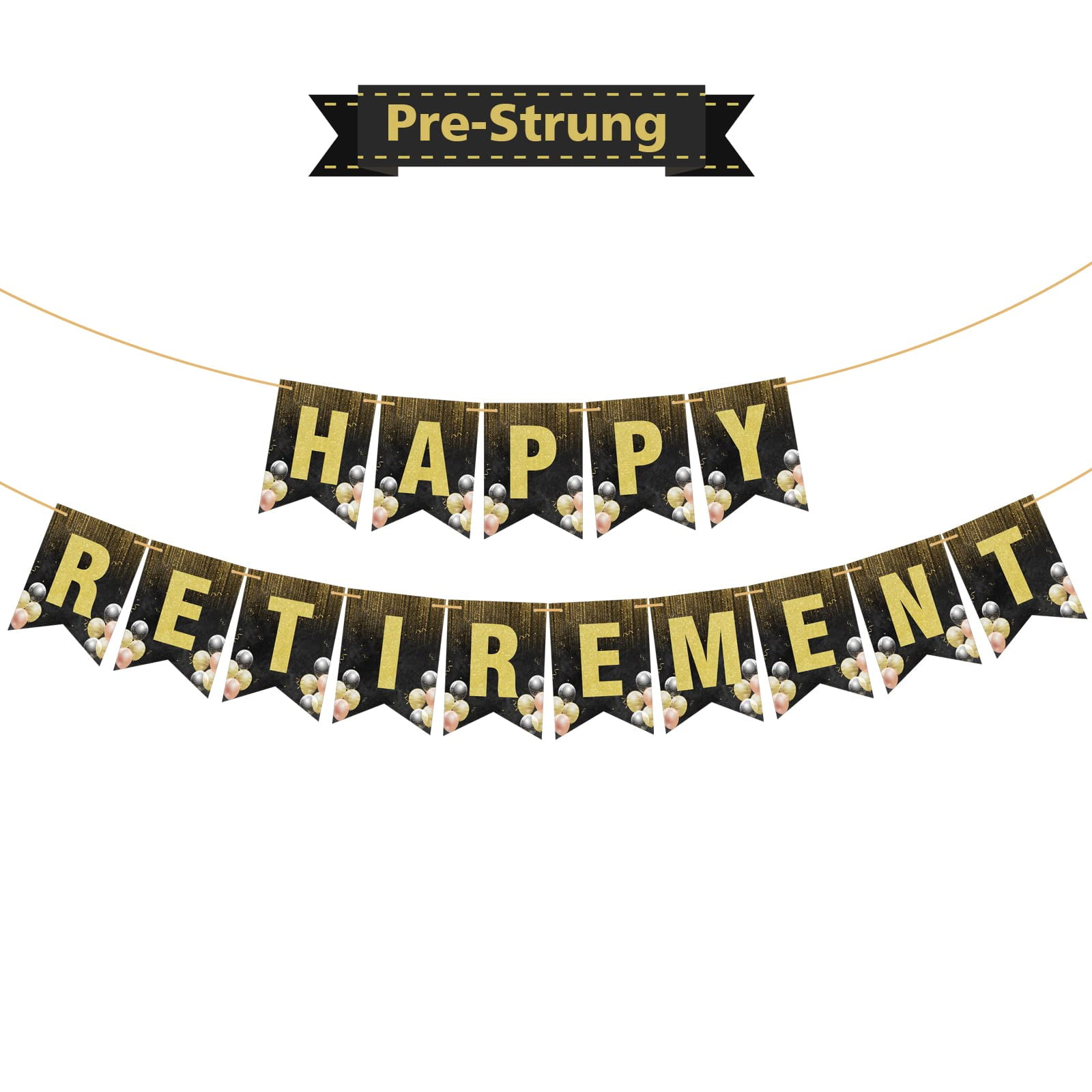 Happy Retirement Banner Happy OIF8 Retirement Party Decorations Black ...