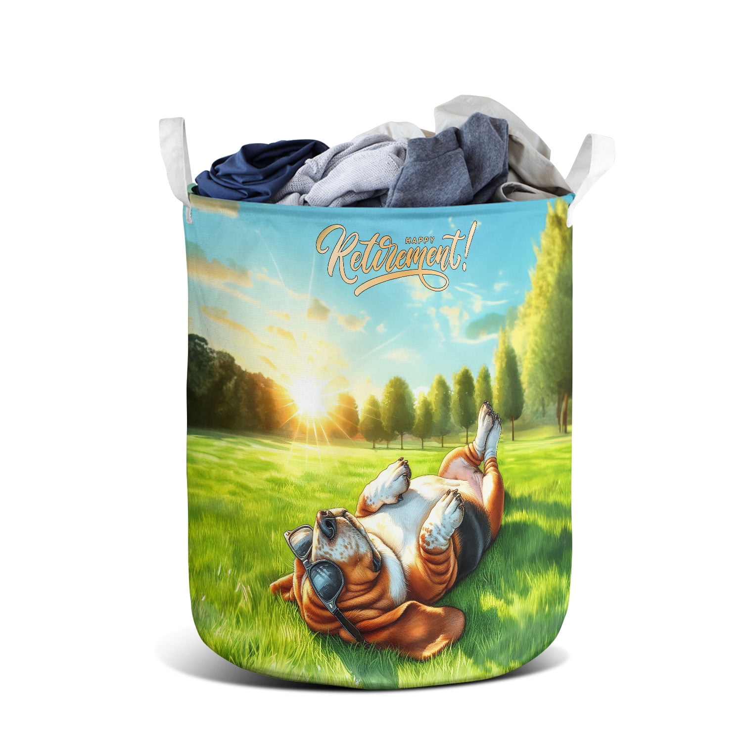 Happy Retirement with Basset Hound Enjoy Life Rest Time Foldable ...