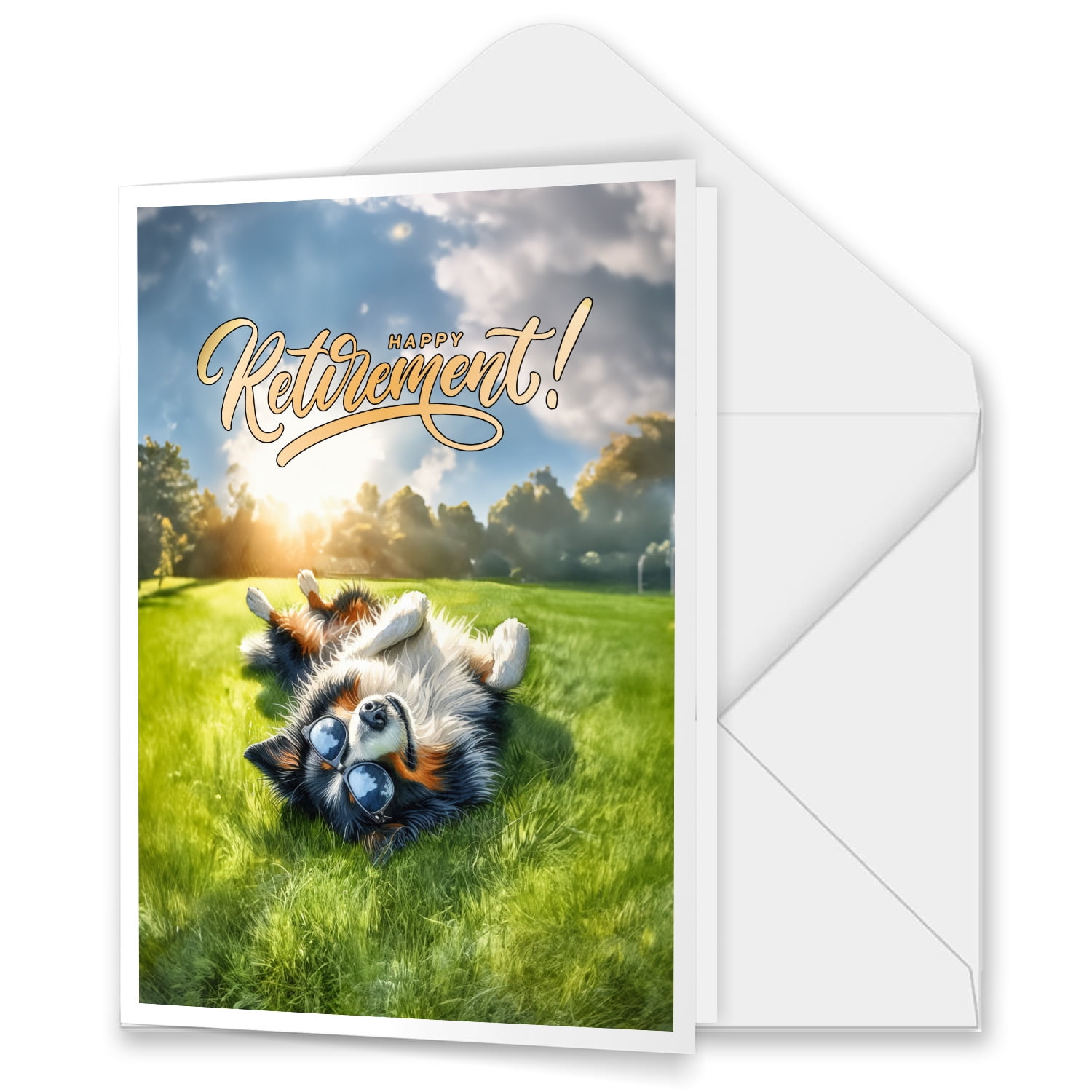 Happy Retirement with Border Collie Enjoy Life Rest Time 5x7in Folded ...