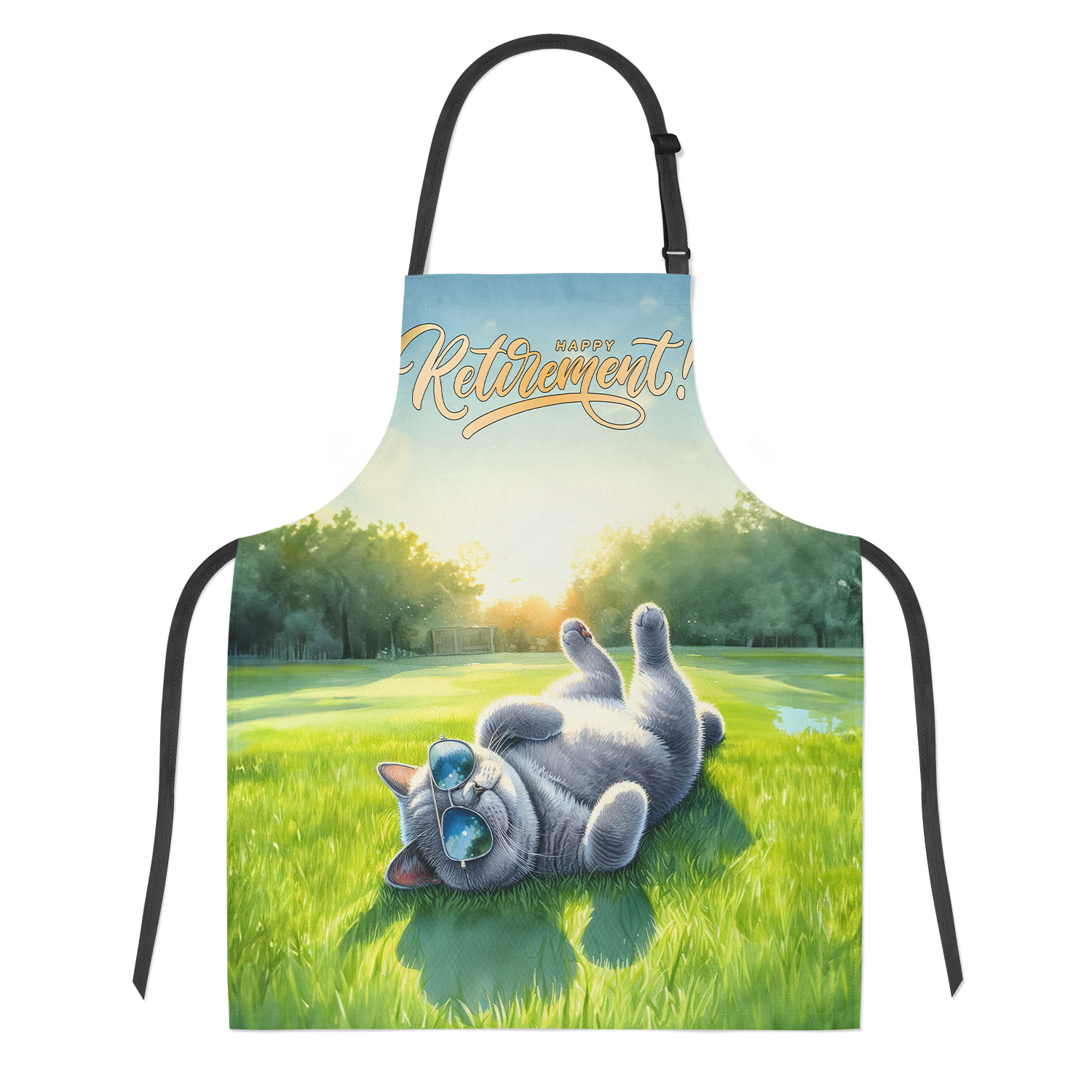 Happy Retirement with British Shorthair Enjoy Life Rest Time Apron Cat ...