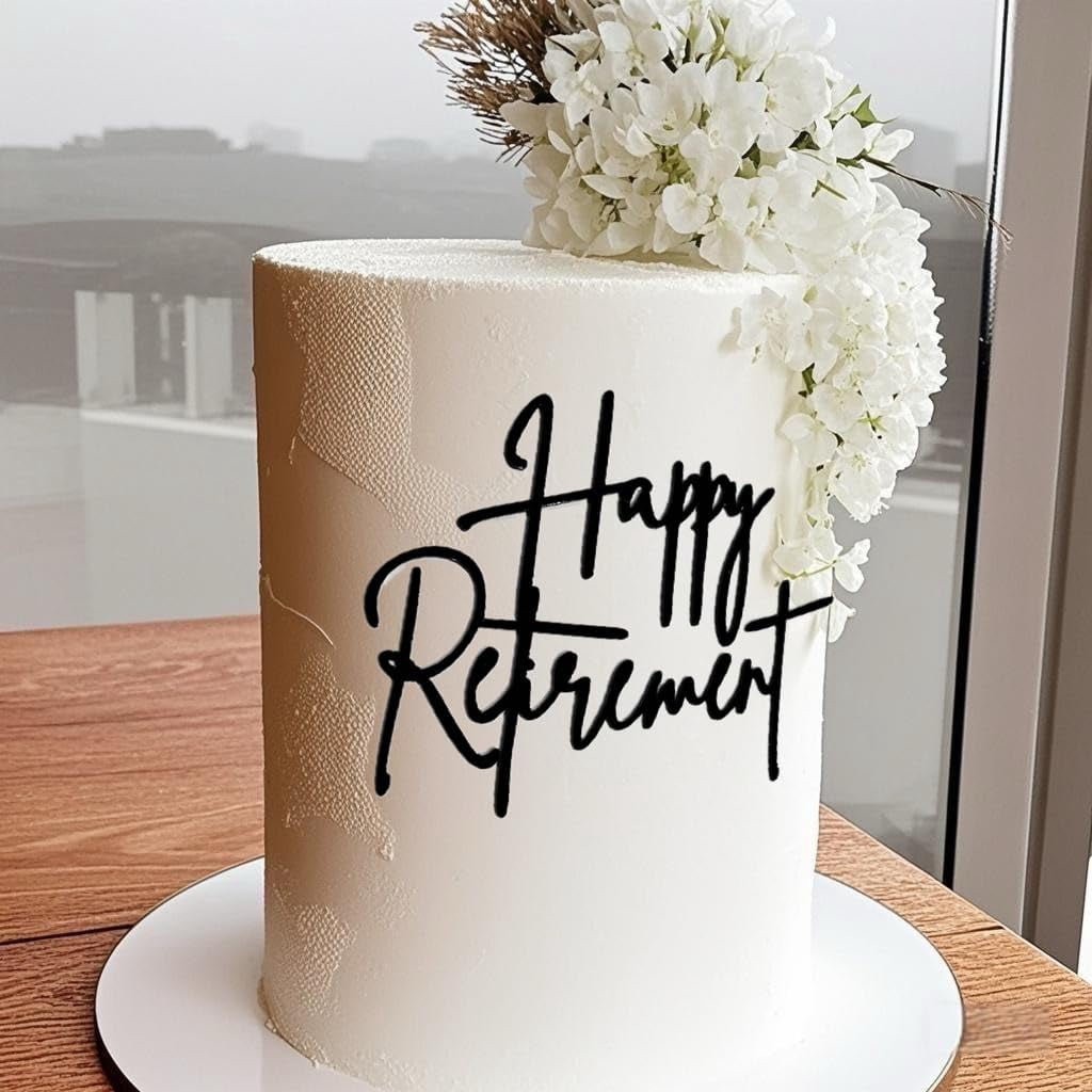 Happy Retirement Cake FEV6 Toppers,Gold Acrylic Officially Retired Cake ...