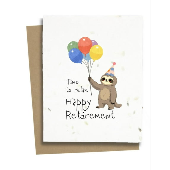 Happy Retirement Card with Sloth Holding Balloons – Time to Relax ...