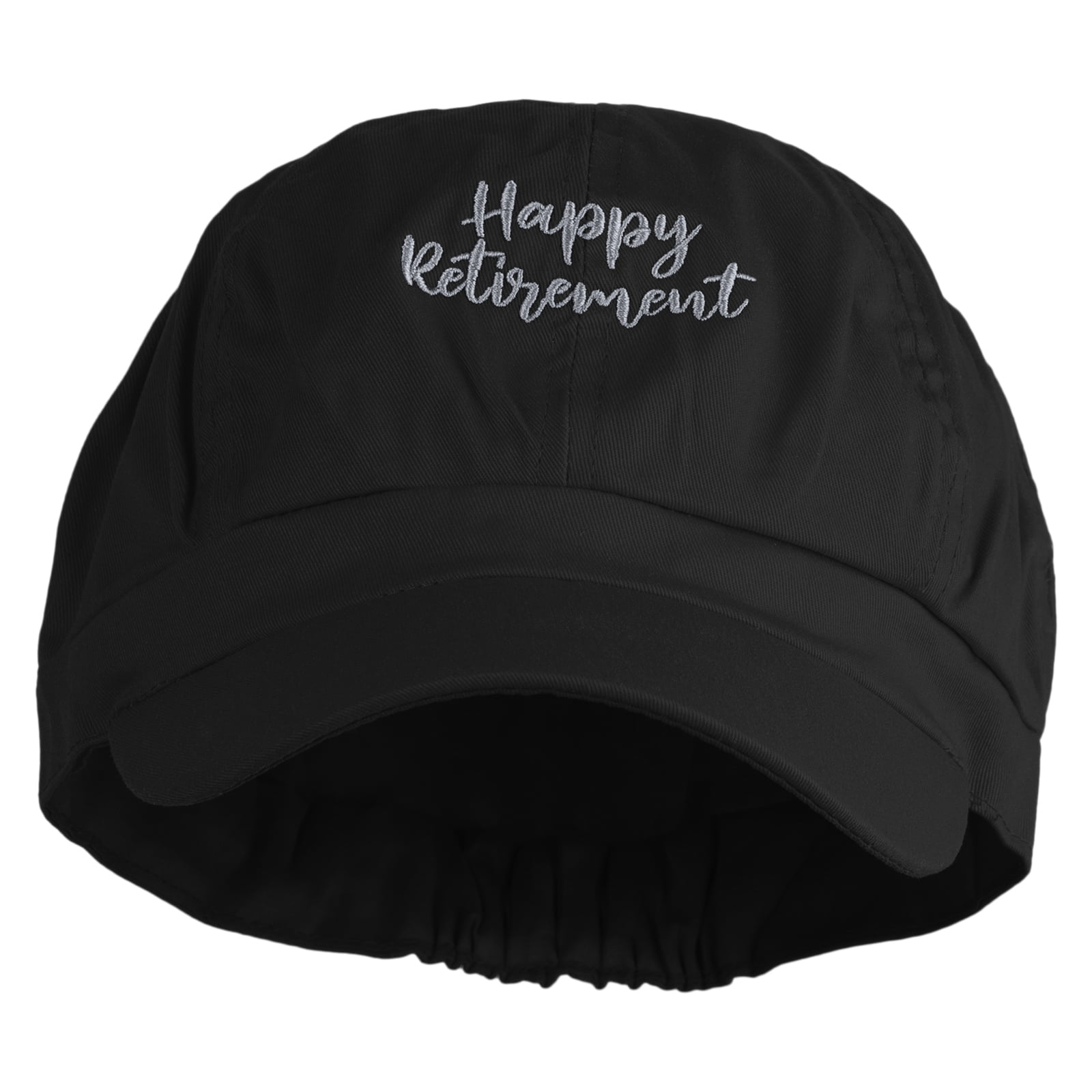 Happy Retirement Embroidered Cotton Elastic Newsboy Cap - Black OSFM ...