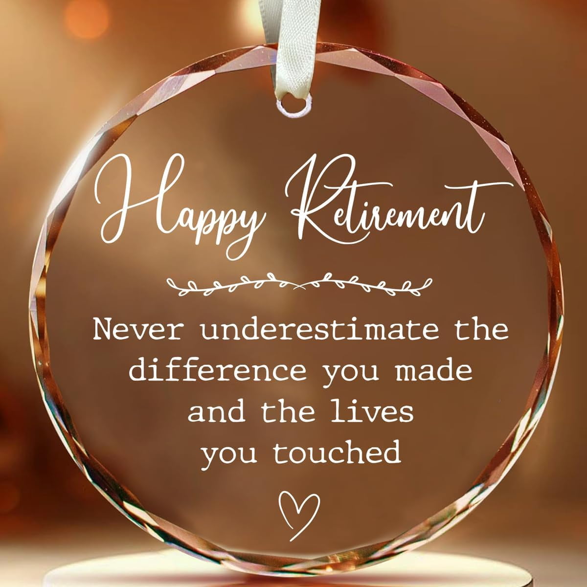 Happy Retirement Glass Ornament – Elegant Clear Glass Keepsake Gift ...