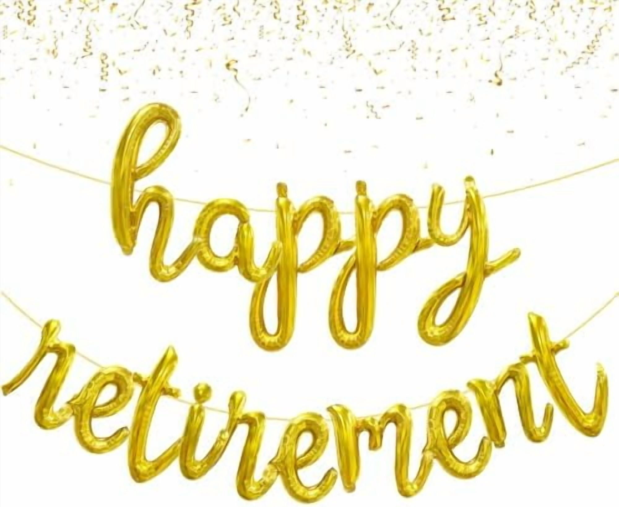 Happy Retirement Gold Balloons Banner 18Inch Mylar Letter Balloons for ...