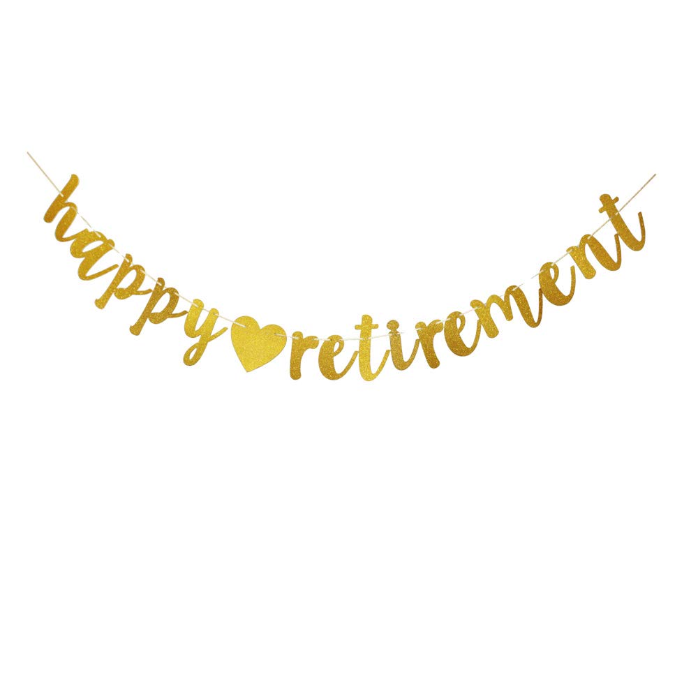 Happy Retirement Gold Banner, Retirement Party Sign MHD1Bunting ...