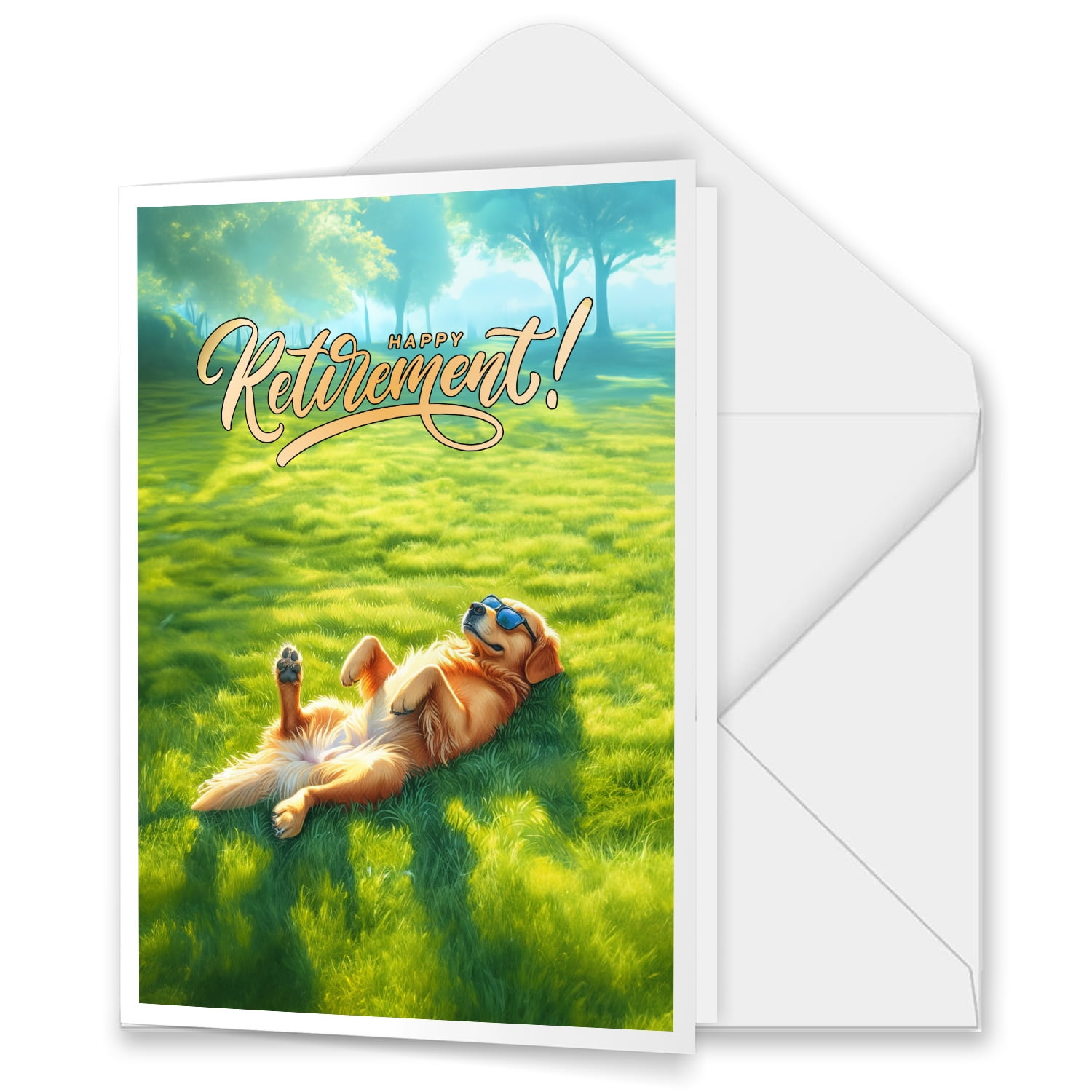 Happy Retirement with Golden Retriever Enjoy Life Rest Time 5x7in ...