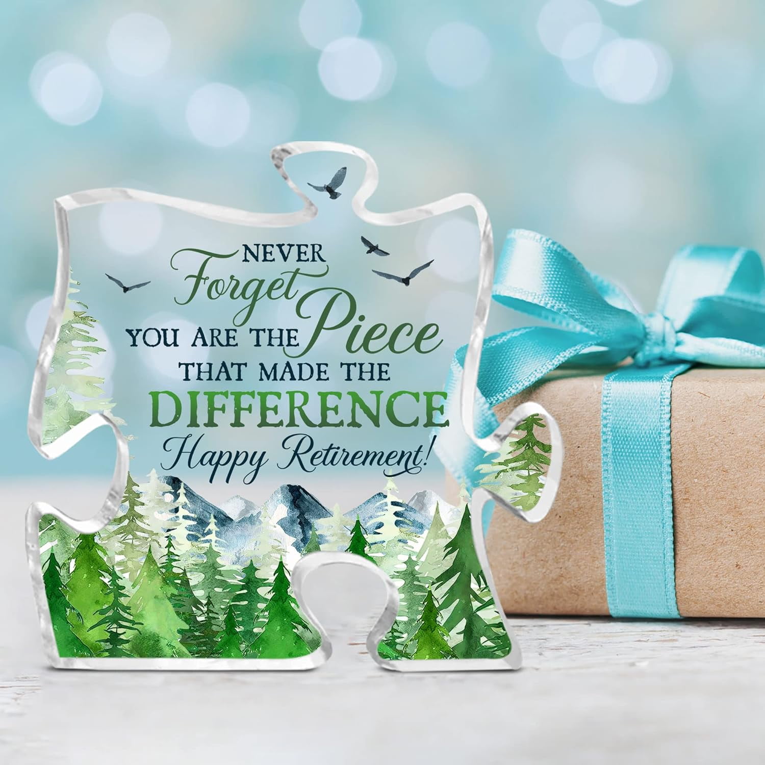 Happy Retirement Green Forest Acrylic Puzzle Sign Plaque HG Never ...